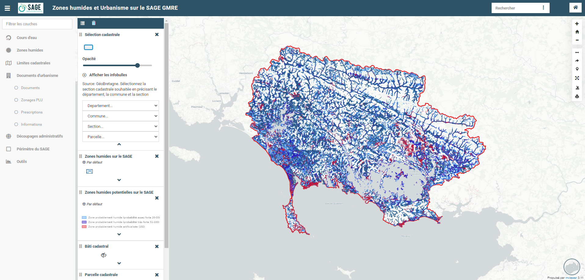 Cartographie interactive Zones humides potentielles et urbanisme - Sage ...